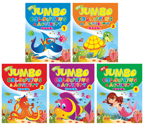 SET OF 5 MY JUMBO COLOURING & ACTIVITY BOOKS