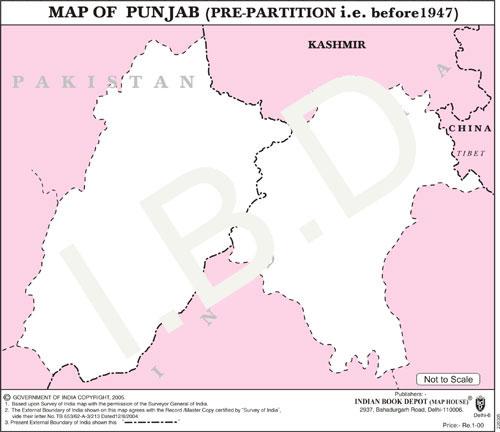 Practice Map of Punjab 1947 |Pack of 100 Maps | Small Size | Outline M