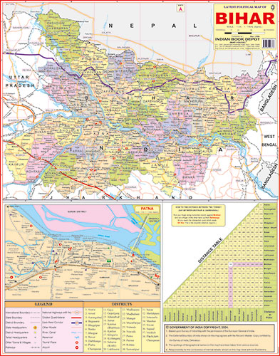 Bihar Map LATEST FOLDING MAP OF BIHAR (HINDI)