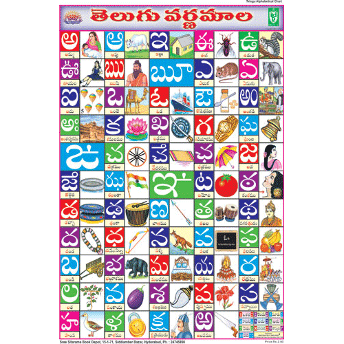 TELUGU ALPHABETICAL CHART SIZE 12X18 (INCHS) 300GSM ARTCARD