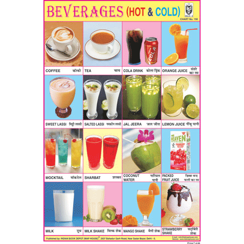 BEVERAGES (HOT & COLD) CHART SIZE 12X18 (INCHS) 300GSM ARTCARD