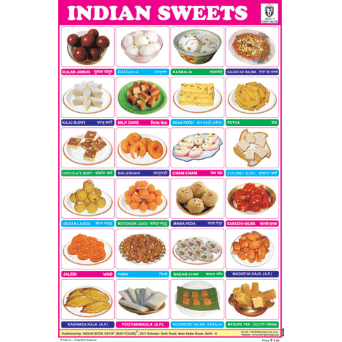 INDIAN SWEETS CHART SIZE 12X18 (INCHS) 300GSM ARTCARD