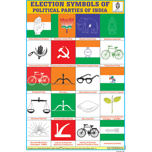 ELECTION SYMBOLS OF NATIONAL PARTIES CHART SIZE 12X18 (INCHS) 300GSM A