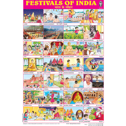 FESTIVALS OF INDIA CHART SIZE 50 X 75 CMS