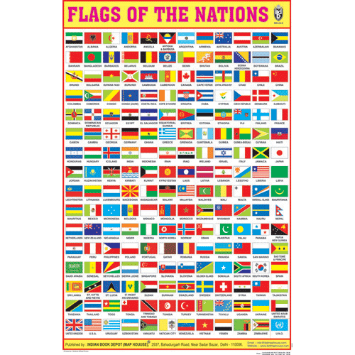 FLAGS OF THE NATIONS CHART SIZE 50 X 75 CMS