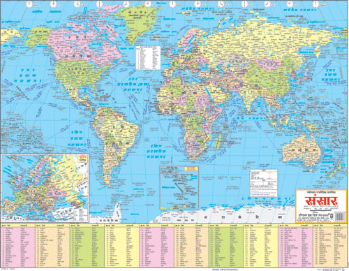 WORLD POLITICAL (HINDI) SIZE 55 X 70 CMS