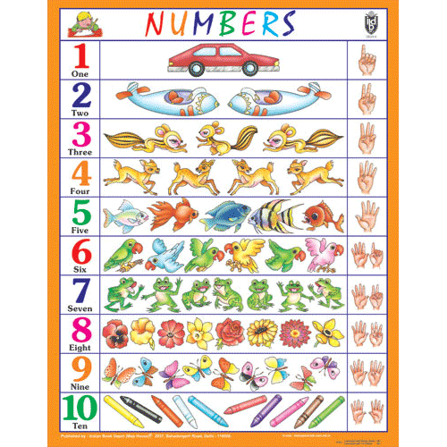 NUMBERS 1 TO 10 CHART SIZE 55 X 70 CMS