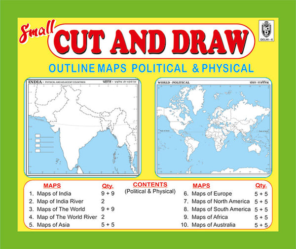Small Cut and Draw outline map practice book SMALL size (contains asso