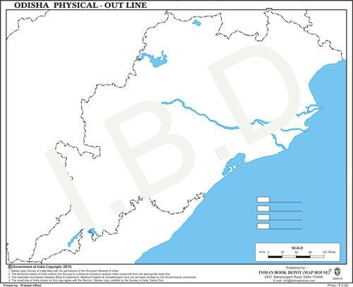 Big size | Practice Map of Odisha Physical |Pack of 100 Maps| Outline