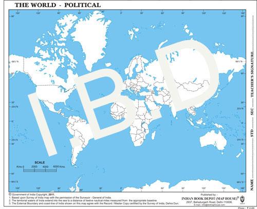 Big size | Practice Map of World Political |Pack of 100 Maps| Outline