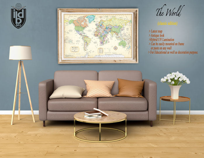 World Political Map Classic Edition (English) Size 30x20 Inches