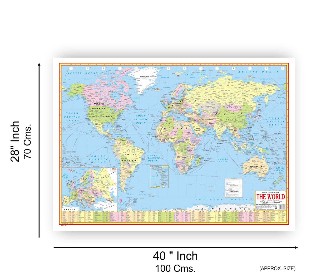 World Political Map (English) Size 70 X 100 Cms | Indian Book Depot